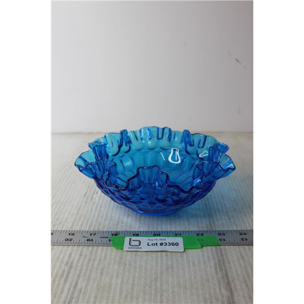 Blue Art Glass Dish Bodnarus Auctioneering