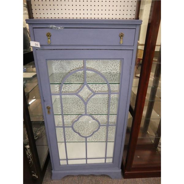 wooden purple display case/storage unit