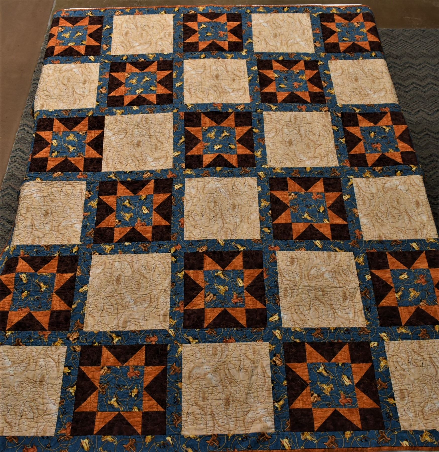 Vintage Hand Crafted Cowboy Quilt Judy Billings