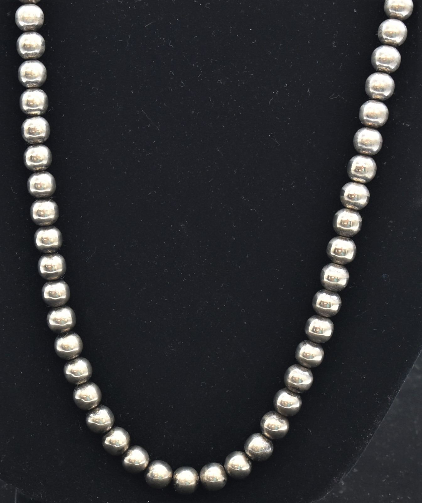 Antique Navajo Sterling Silver Bead Necklace