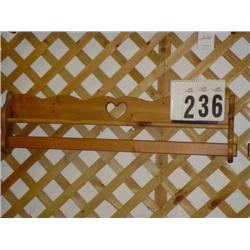 AMISH MADE PINE WALL MOUNT QUILT RACK W/2" SHELF