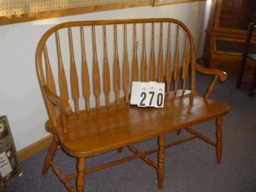 AMISH MADE OAK 48" BOW BENT DEACON BENCH