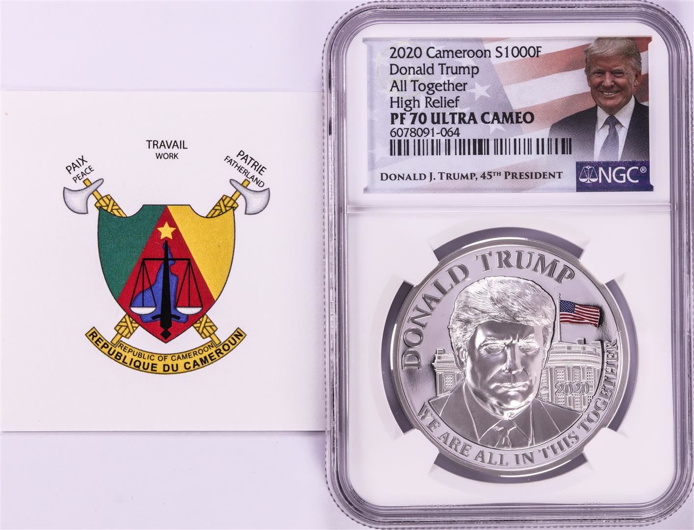 2020 Cameroon S1000F Donald Trump All Together High Relief PF 70 Ultra ...