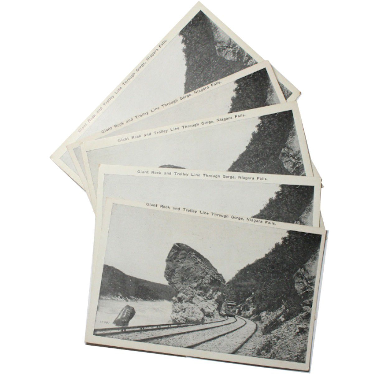 Lot of 5 Antique Black & White Real Photo - Giant Rock and Trolly ...