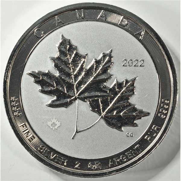 2022 2 OZ CANADIAN TWIN MAPLE LEAF .999 SILVER