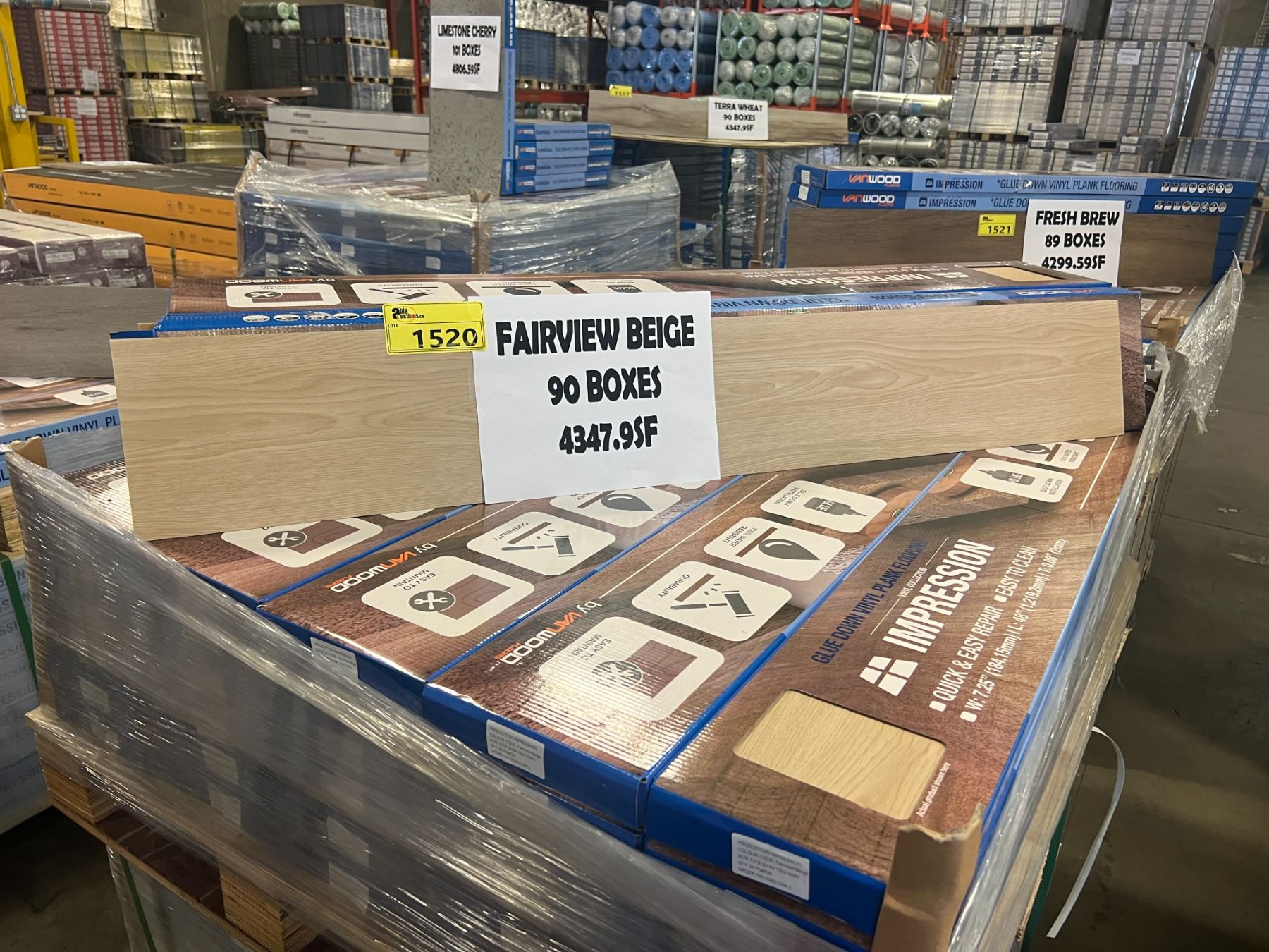 IMPRESSION GLUE DOWN VINYL PLANK FLOORING IN FAIRVIEW BEIGE 90 BOXES ...