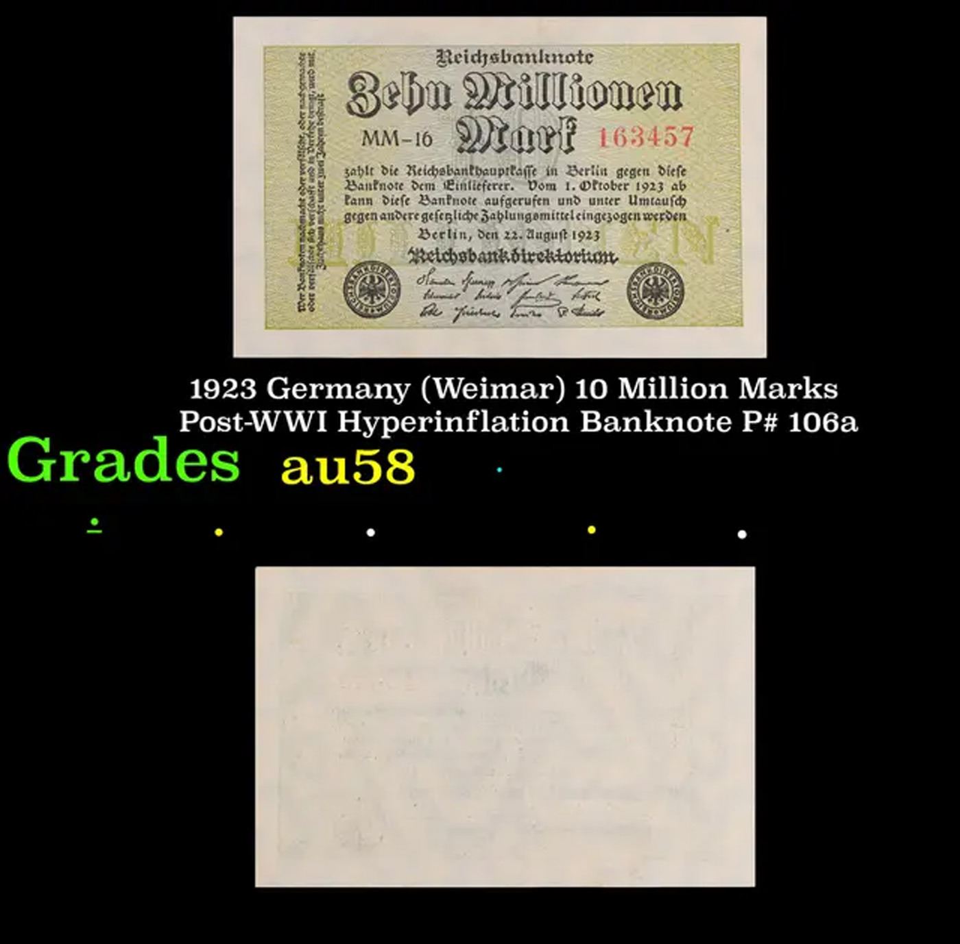 1923 Germany (Weimar) 10 Million Marks Post-WWI Hyperinflation Banknote ...