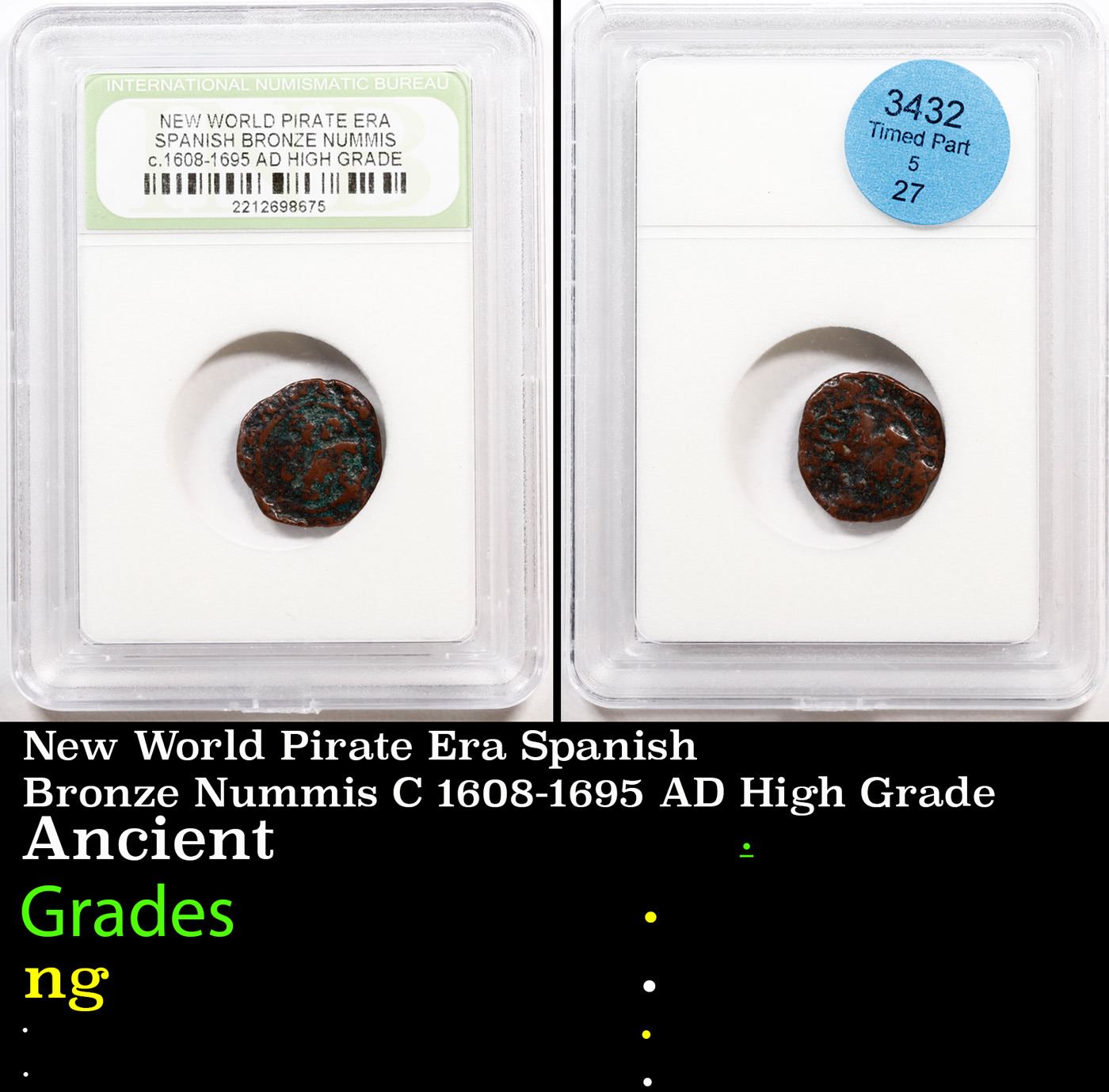 New World Pirate Era Spanish Bronze Nummis C 1608-1695 AD High Grade ...