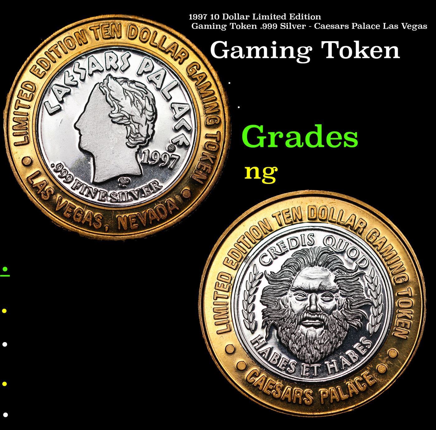 1997 10 Dollar Limited Edition Gaming Token .999 Silver - Caesars ...