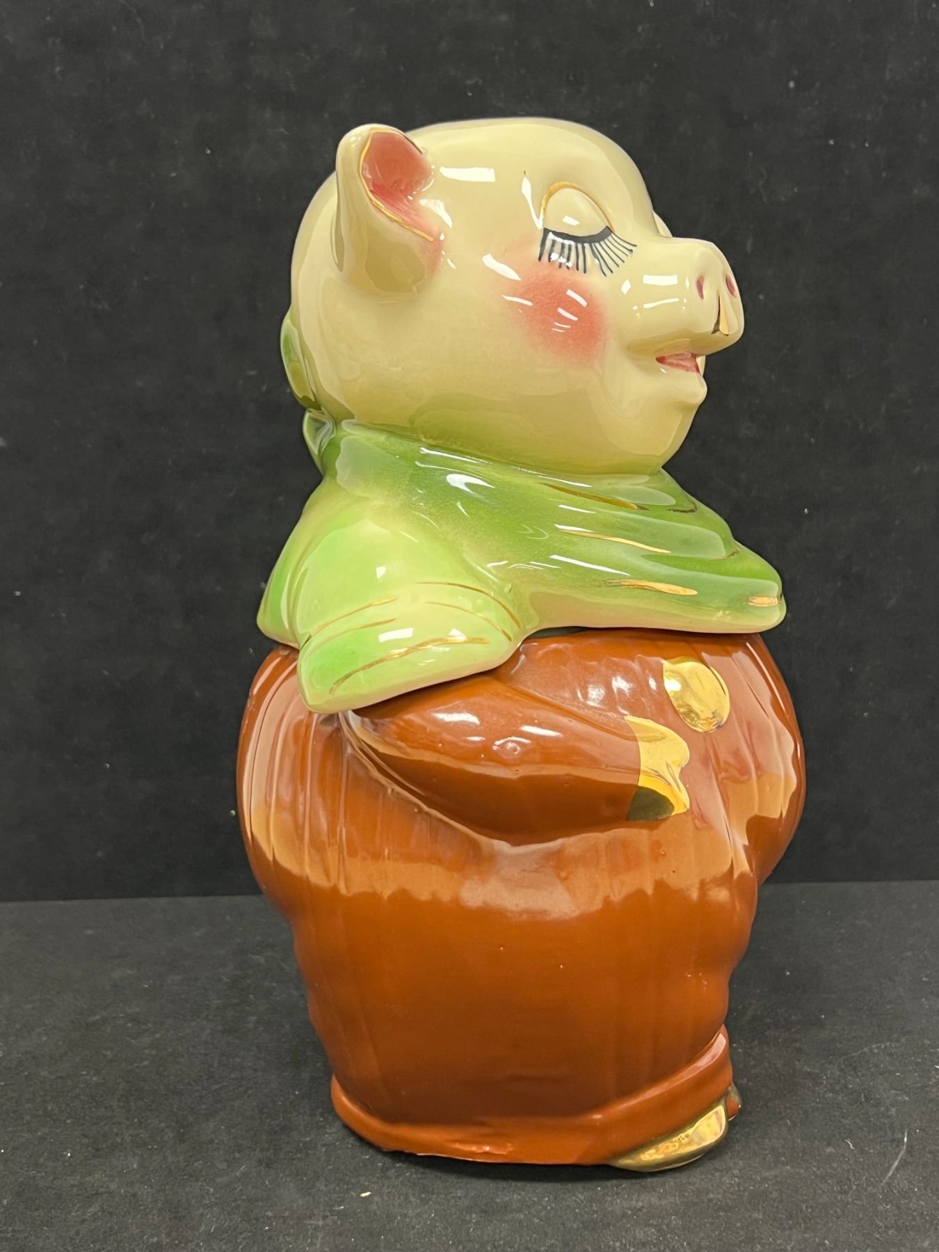 Vintage Shawnee Pottery Smiley Pig Cookie Jar / Coin Bank #60