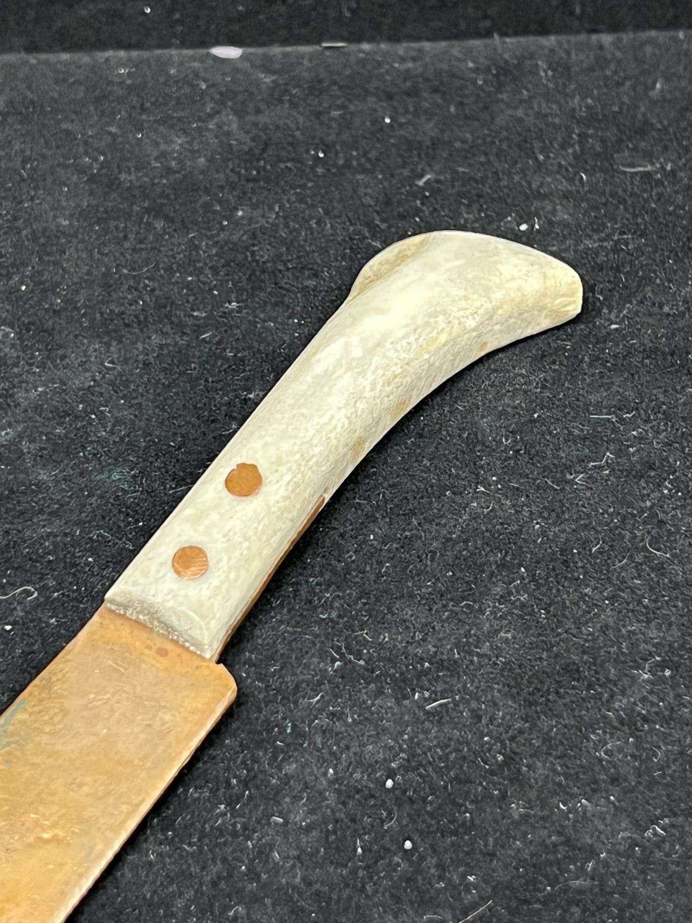 Inuit Snow Knife - Copper Blade with Bone Handle - Blade Marked ...