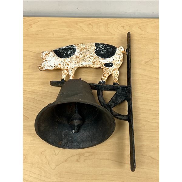 Vintage Cast Metal Country Farm Theme Wall Mount Bell - see photos
