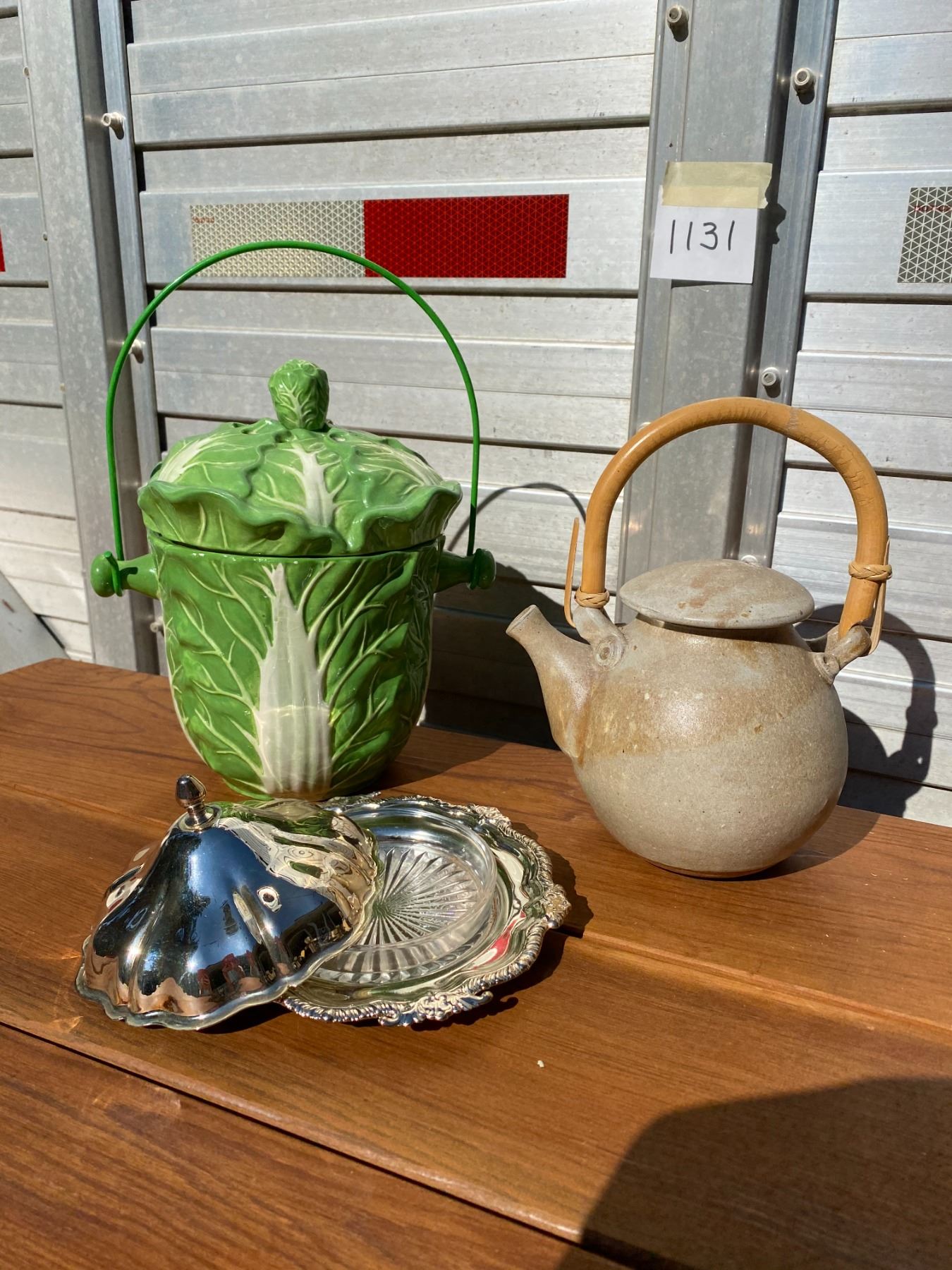 pottery teapot, cute green compost bin, covered butter dish - Schmalz ...