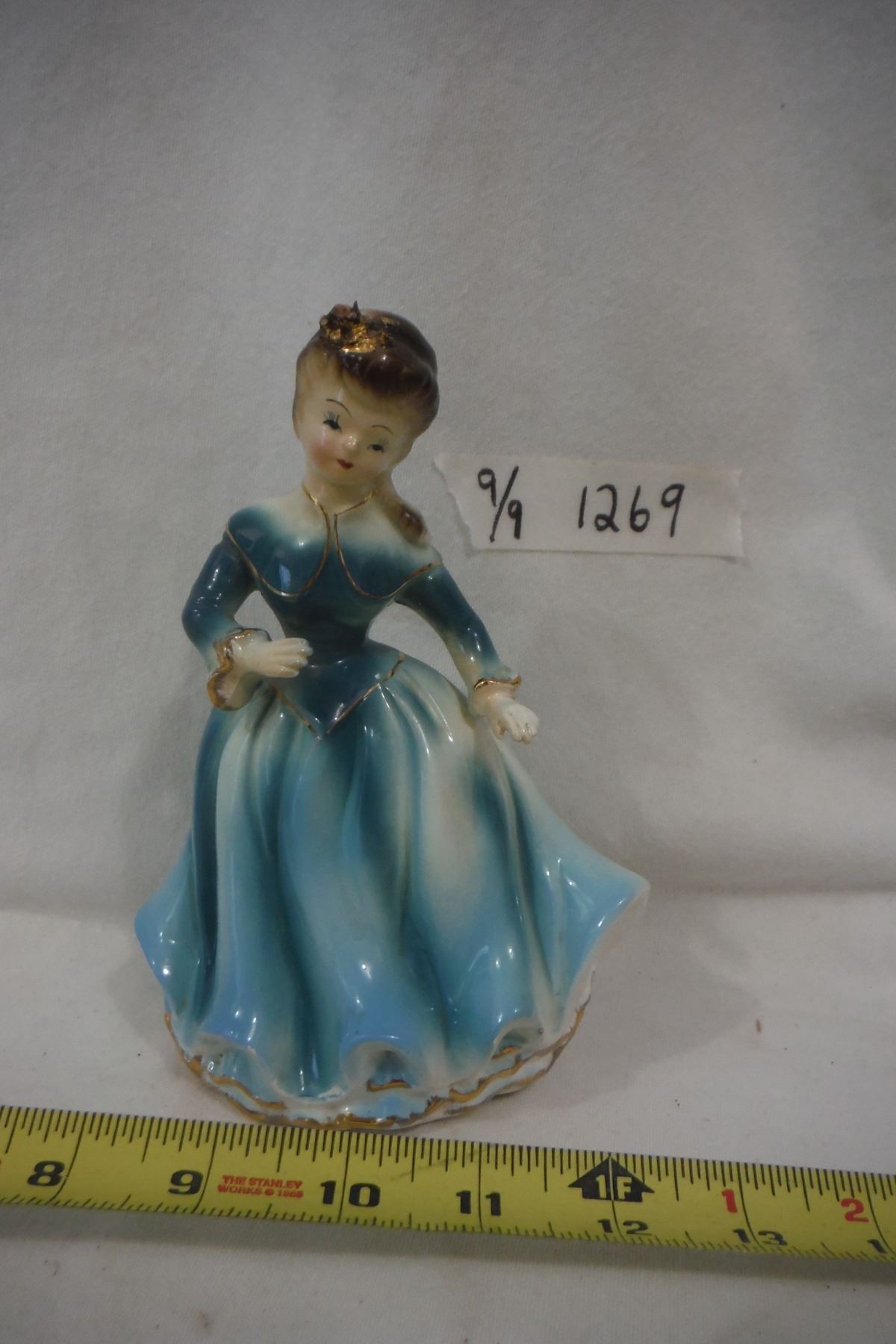 Lady in blue figurine, made in Japan