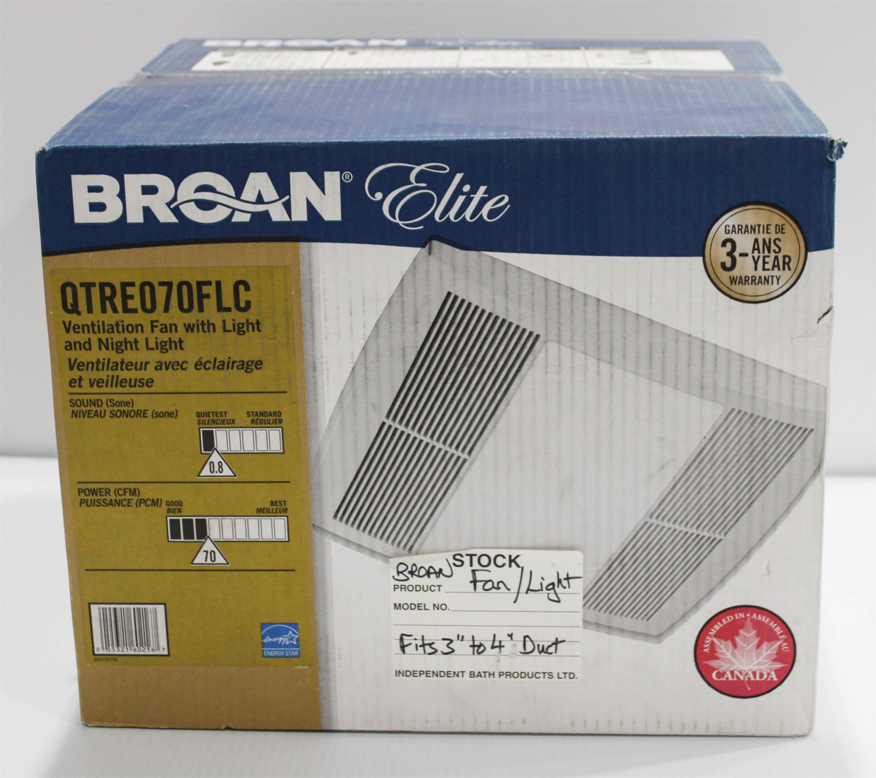 BROAN ELITE VENT FAN W/ LIGHT & NIGHT LIGHT
