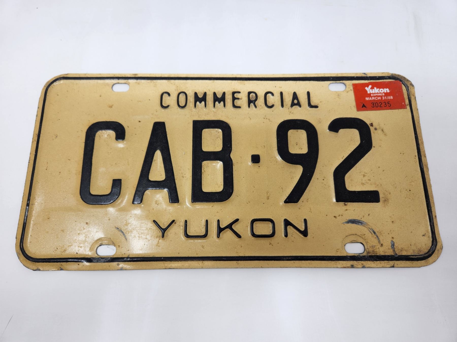 Vintage Yukon Commercial Cab License Plate