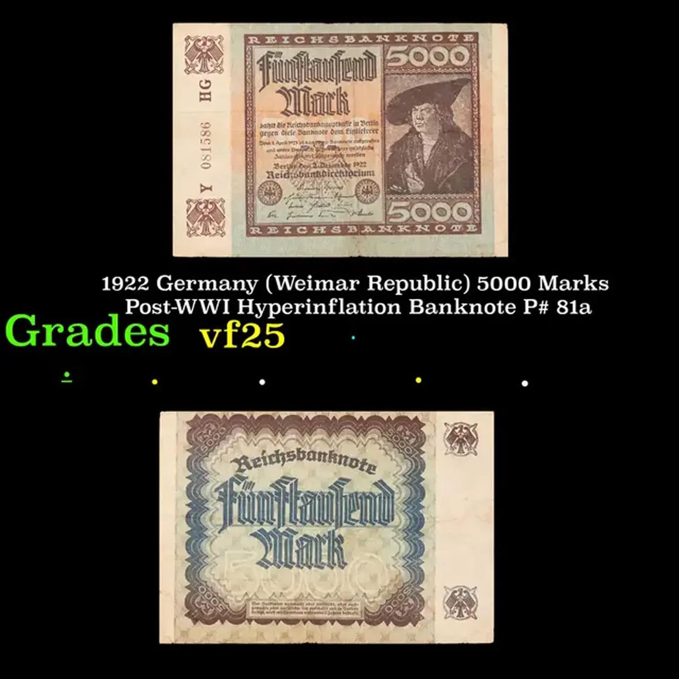 1922 Germany (Weimar Republic) 5000 Marks Post-WWI Hyperinflation ...