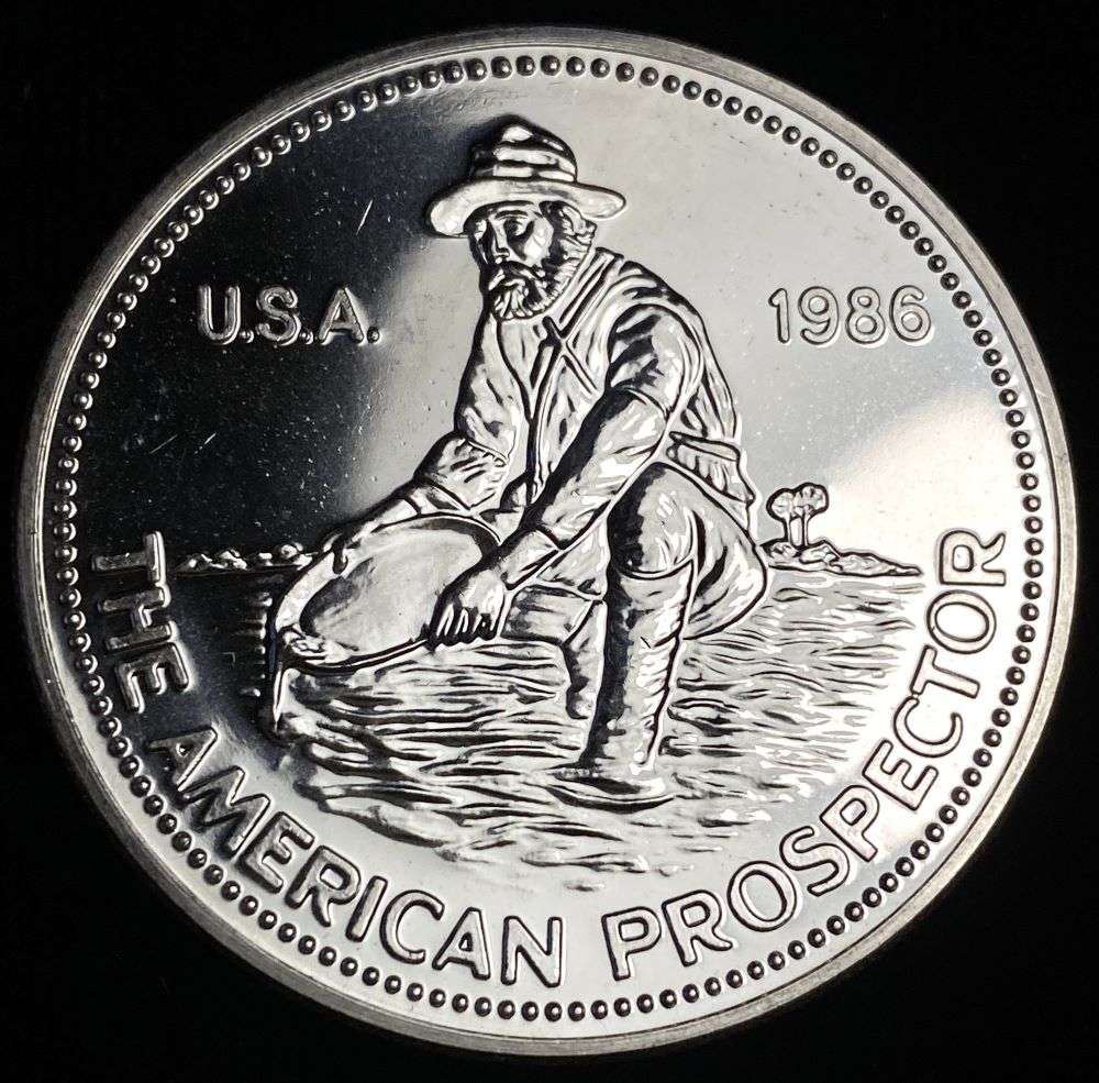 1986 Engelhard The American Prospector Proof 1 ozt .999 Silver