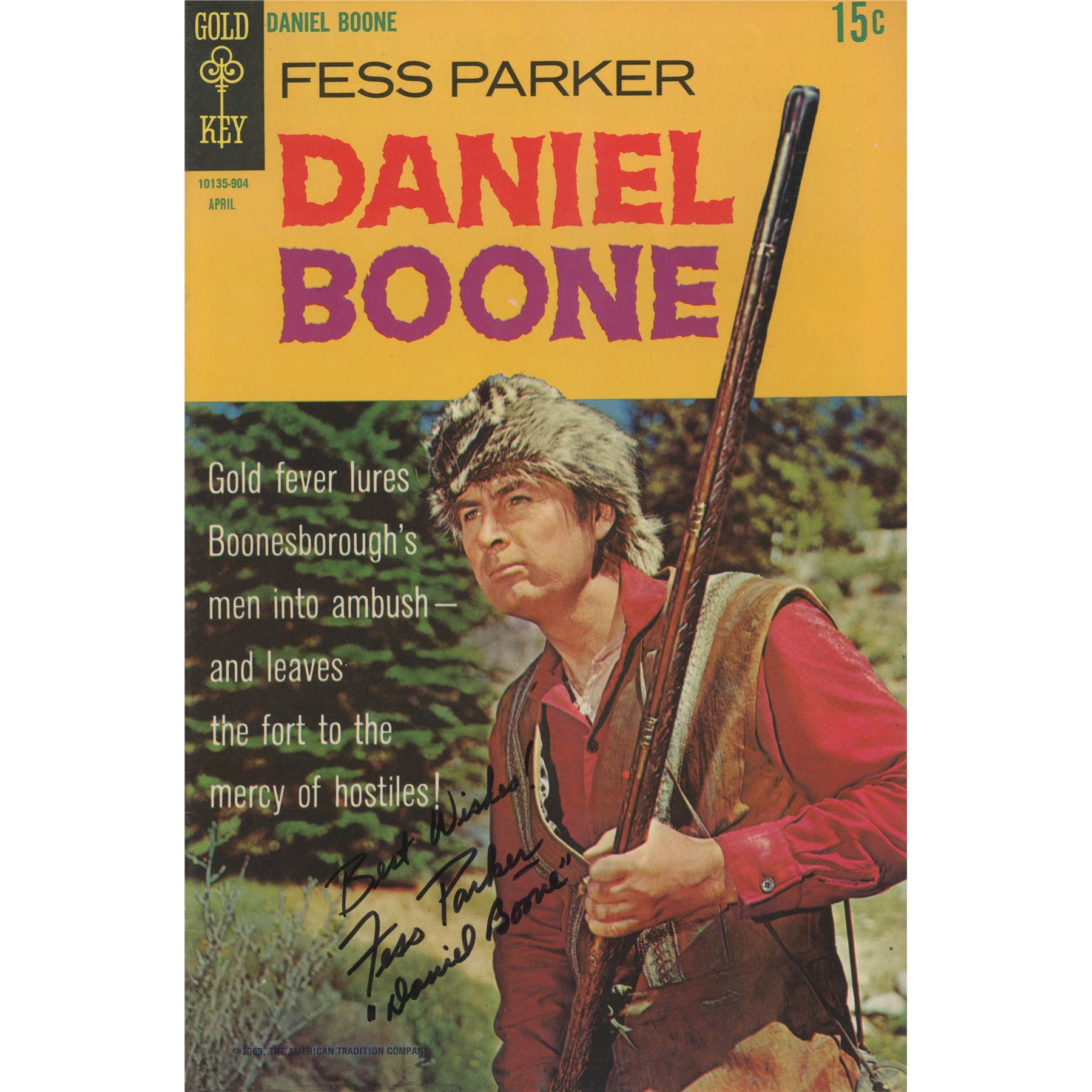 Daniel Boone Fess Parker signed Gold Key comic book