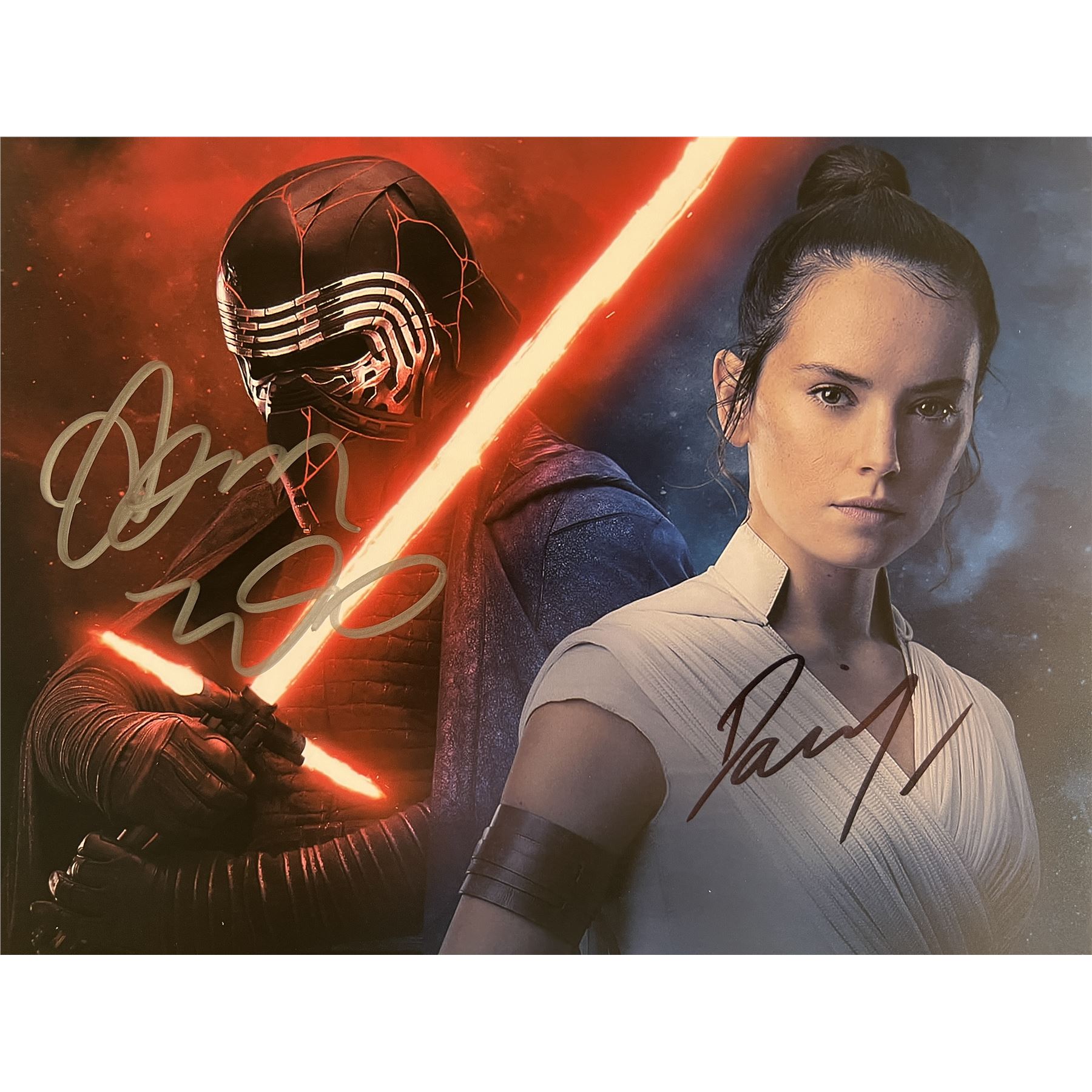 Star Wars Daisy Ridley Adam Driver signed movie photo