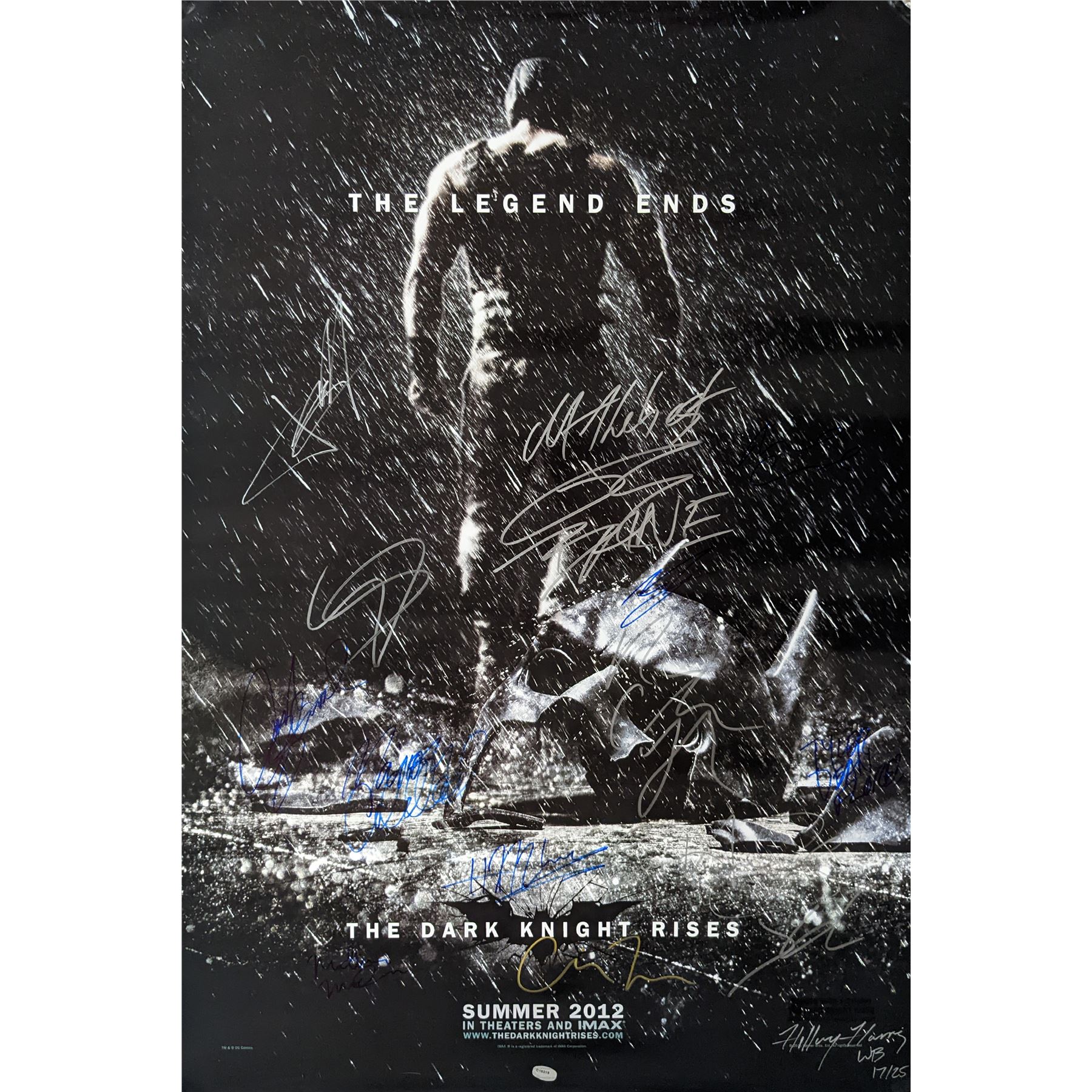 The Dark Knight Rises Cast Signed Movie Poster. #17 of 25