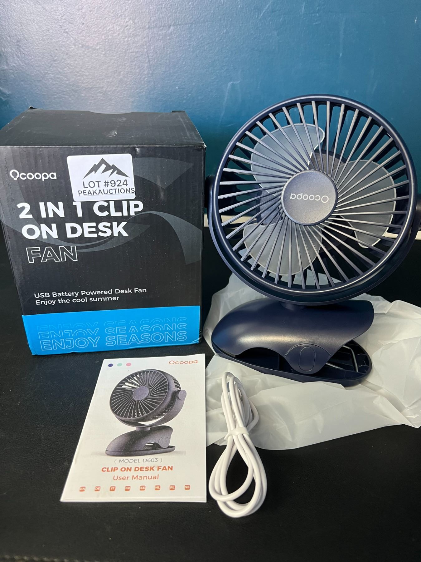 Lot of 1 Ocoopa Rechargeable 2-in-1 Clip On Desk Fan