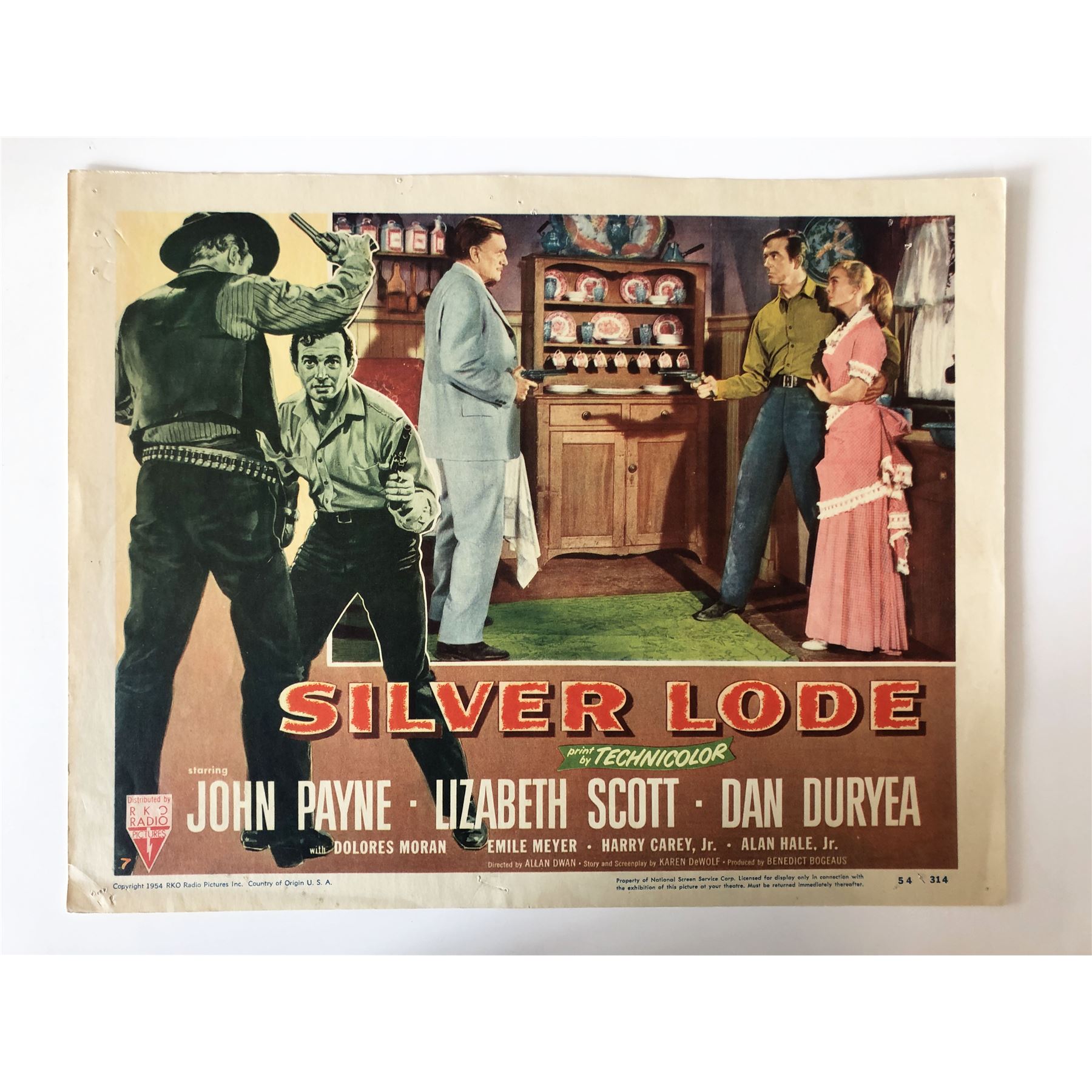 Silver Lode original 1954 vintage lobby card