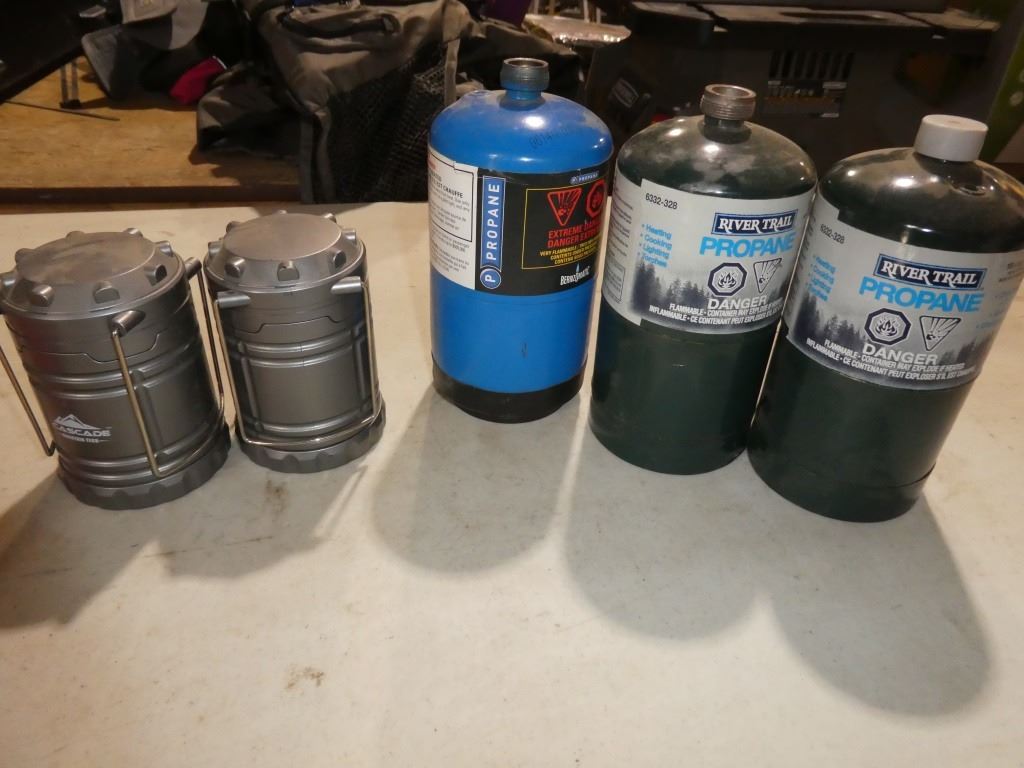 propane tanks, LED lanterns