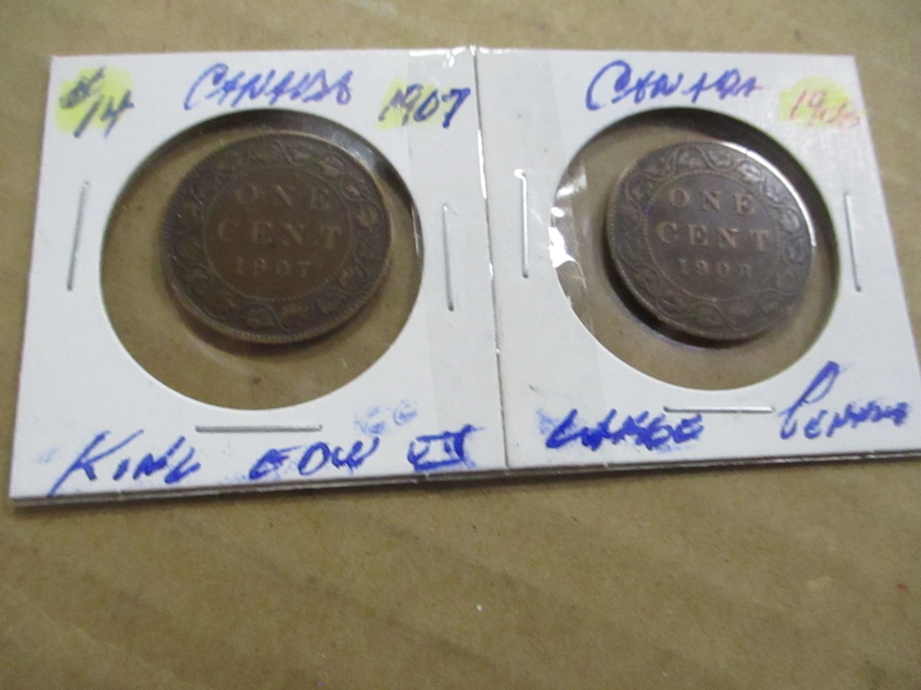 1907N- 1908 CANADA KING EDWARD VII LARGE PENNIES