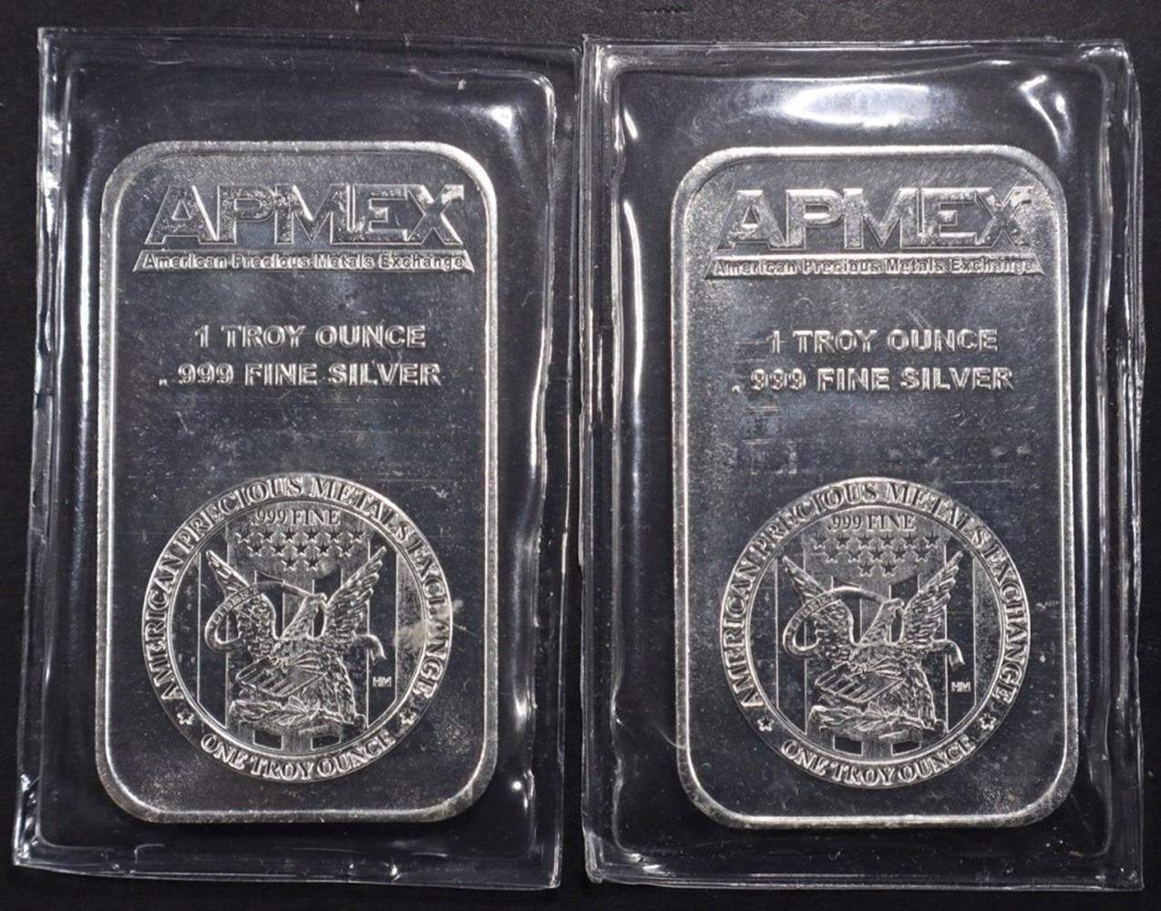 (2) 1oz .999 SILVER APMEX BARS
