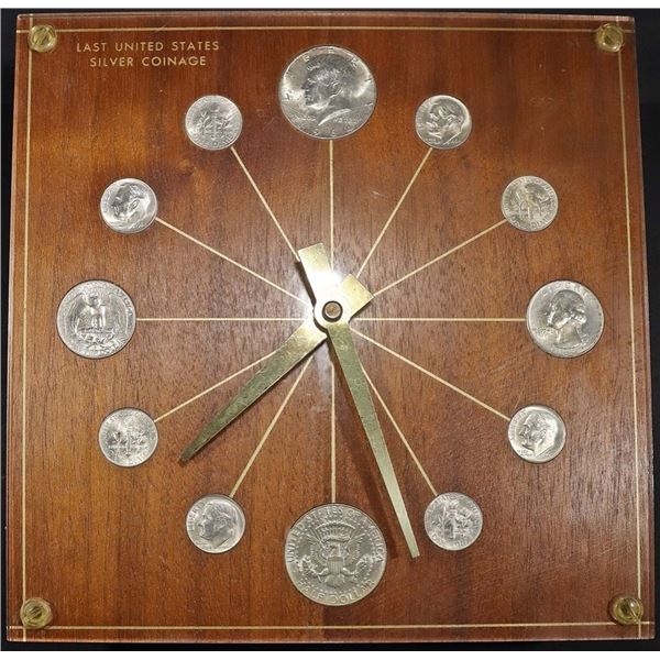BROWN MARIAN KAY SILVER COIN CLOCK