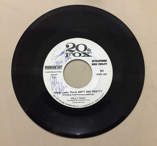 Billy Duke Signed "20th Fox" Promo Vinyl Record