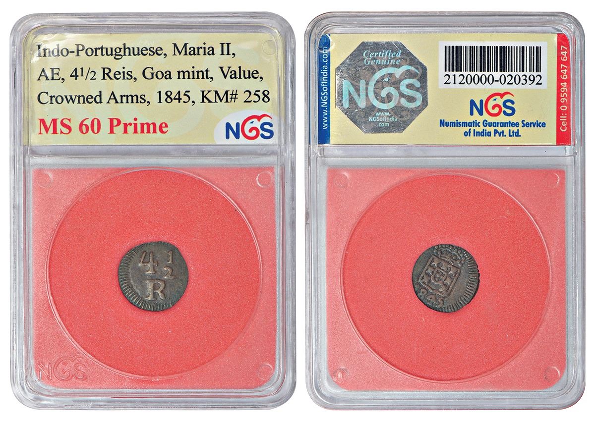 Portuguese India, D. Maria II (1834-1853 AD), Goa, copper 4½ reis, AD ...