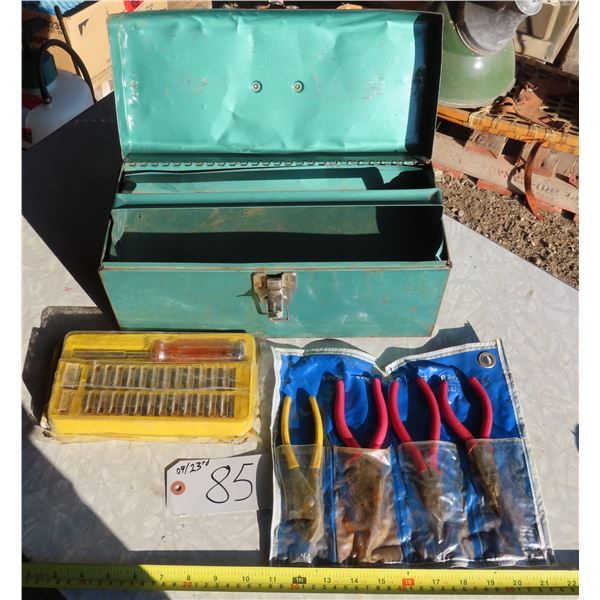 Metal Tool Box With Socket Screw Driver And Set Of Pliers Schmalz Auctions
