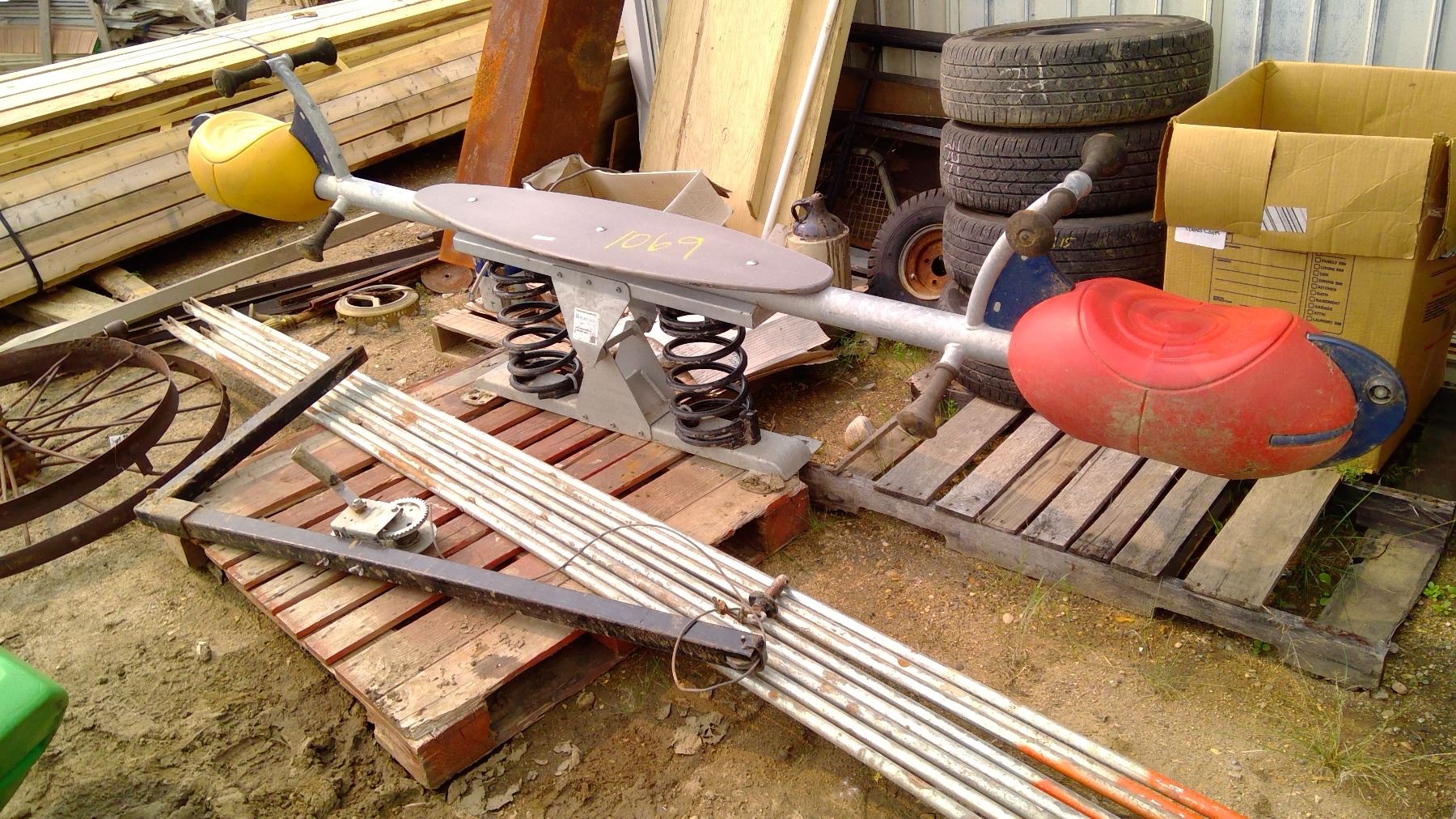 Spring loaded teeter totter ( 1 broken spring) - Schmalz Auctions