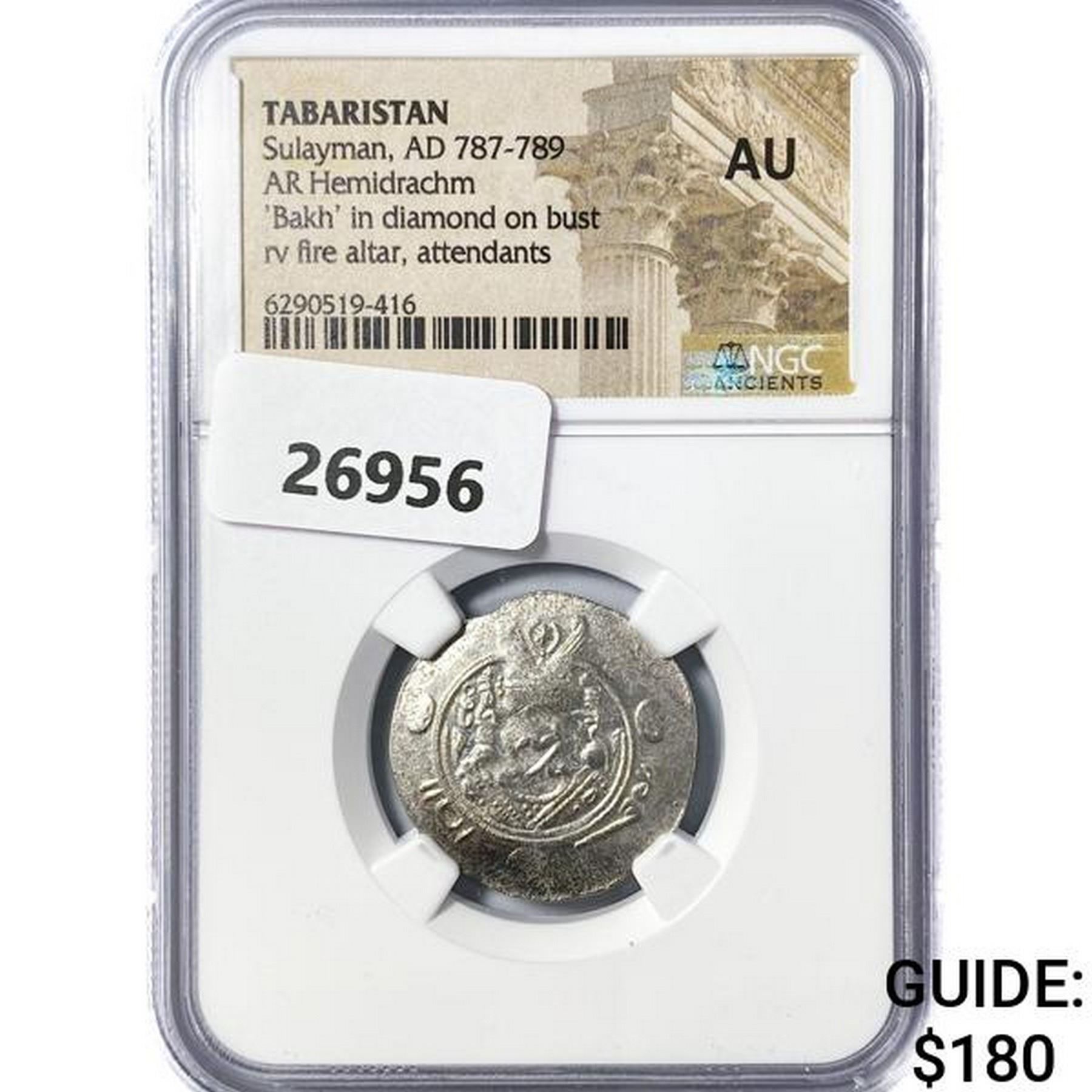 AD 787-789 Tabaristan AR Hemidrachm NGC AU