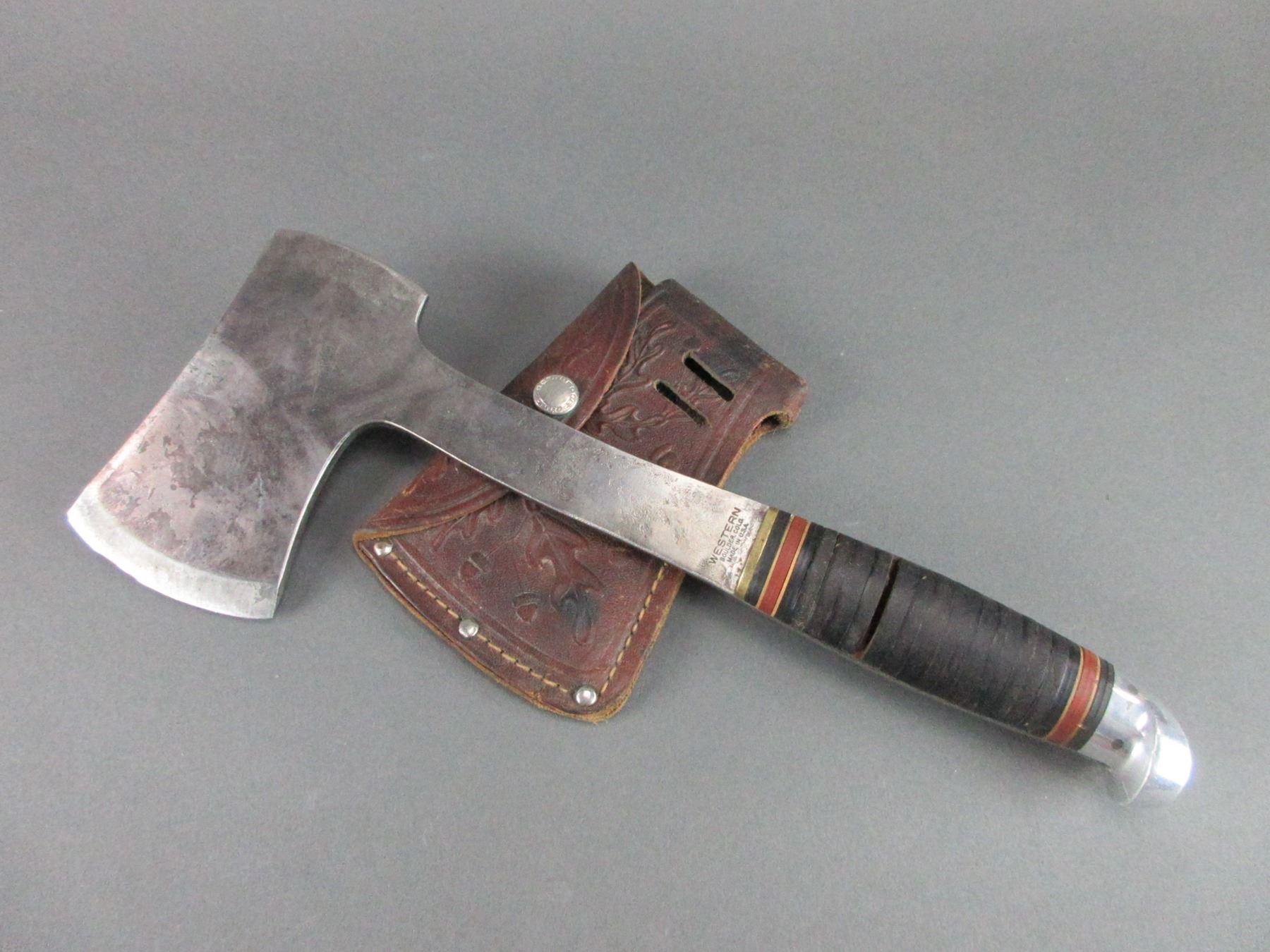 Western Hatchet With Scabbard- 10.5" Handle- 4" Head- 1 Leather Spacer ...