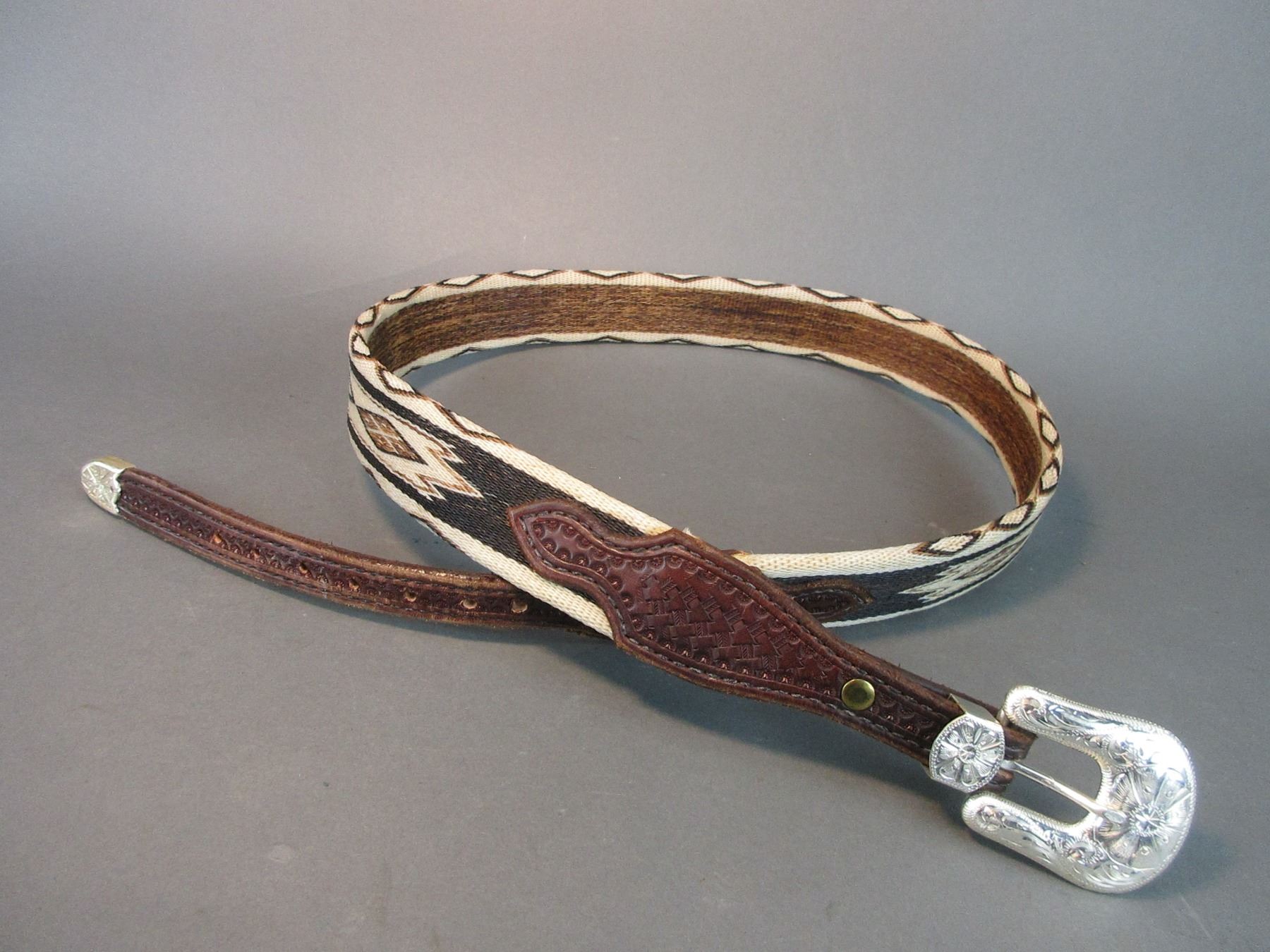 Prison Made Hitched Horsehair Belt With Stamped Leather- Ranger Buckle ...