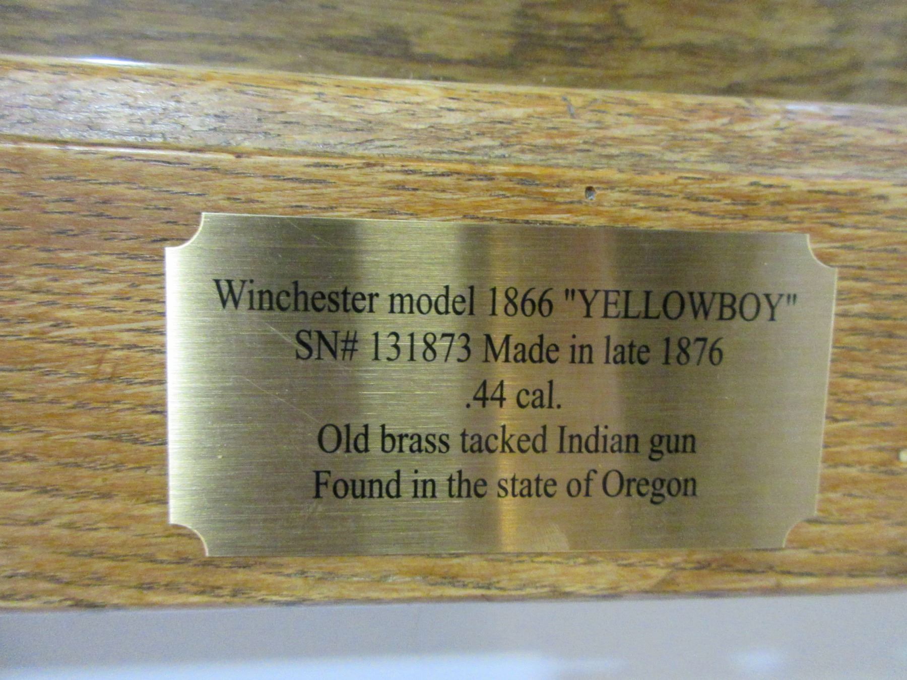 Winchester Model 1866 "Yellowboy" Rifle- 1876- .44- Brass Tacked Indian ...