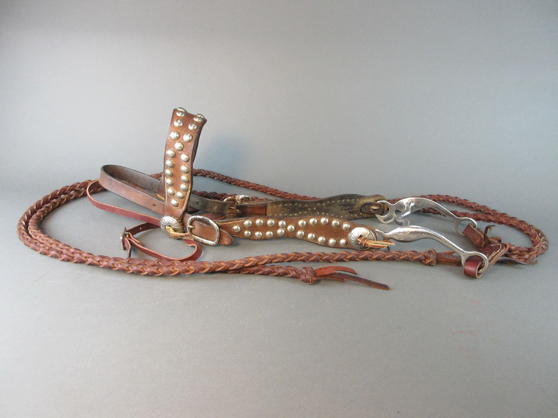 Heavily Dotted Headstall With Four 1.5" Nickel Conchos- Stainless ...