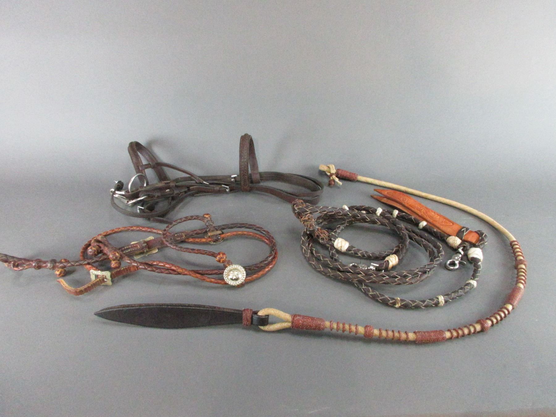 Leather Headstall With Snaffle Bit- Braided Leather Headstall- Braided ...
