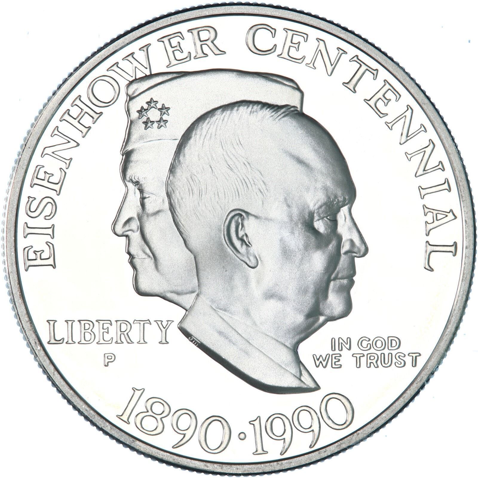 1990 P Eisenhower Centennial Proof Commemorative 90% Silver Dollar US Coin