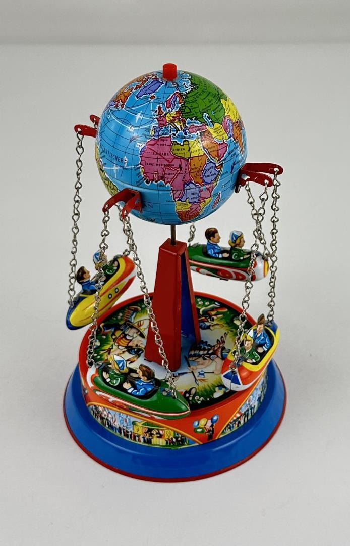 West German Globe Carousel Tin Litho Toy