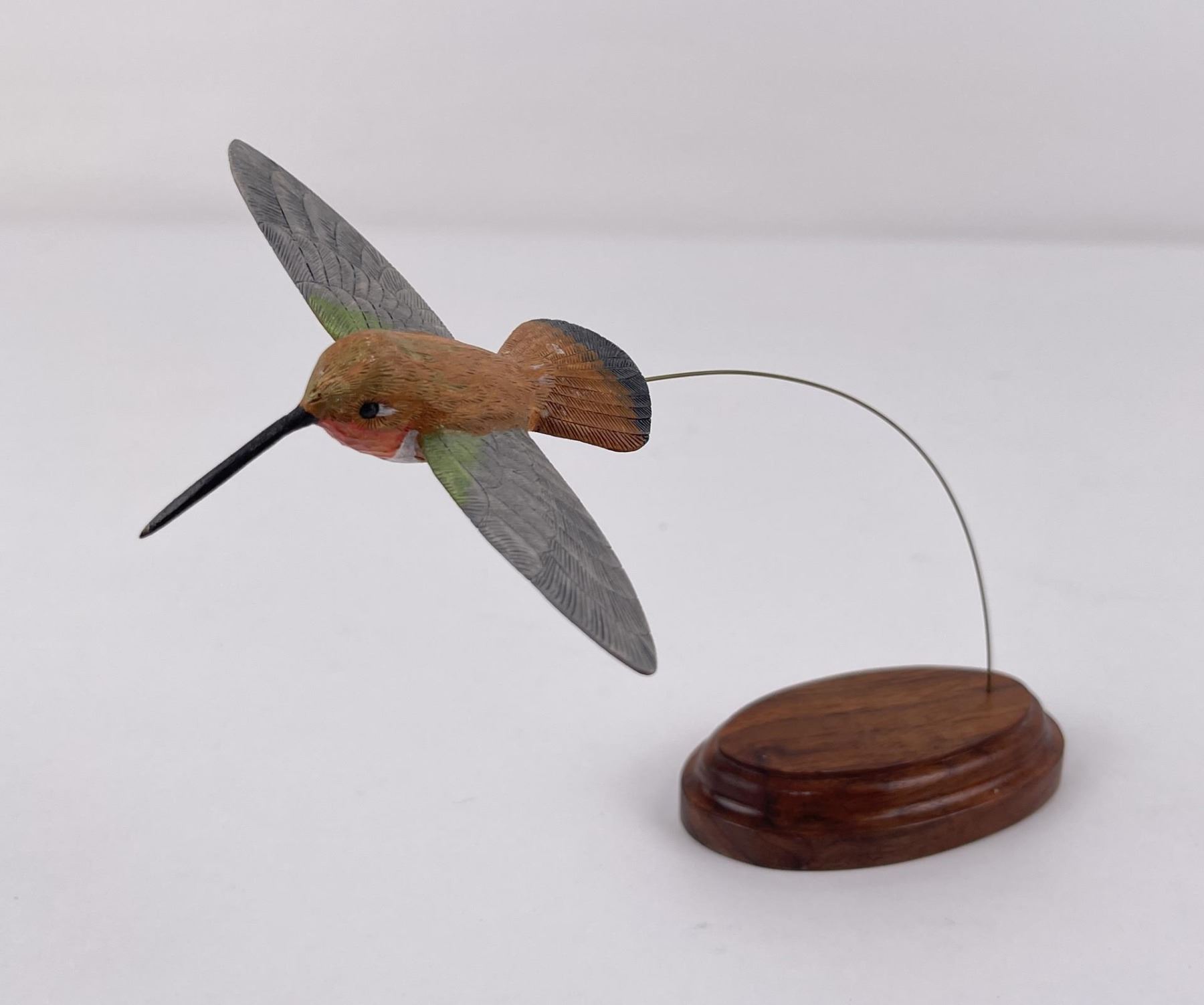 Folk Art Carved Wood Hummingbird