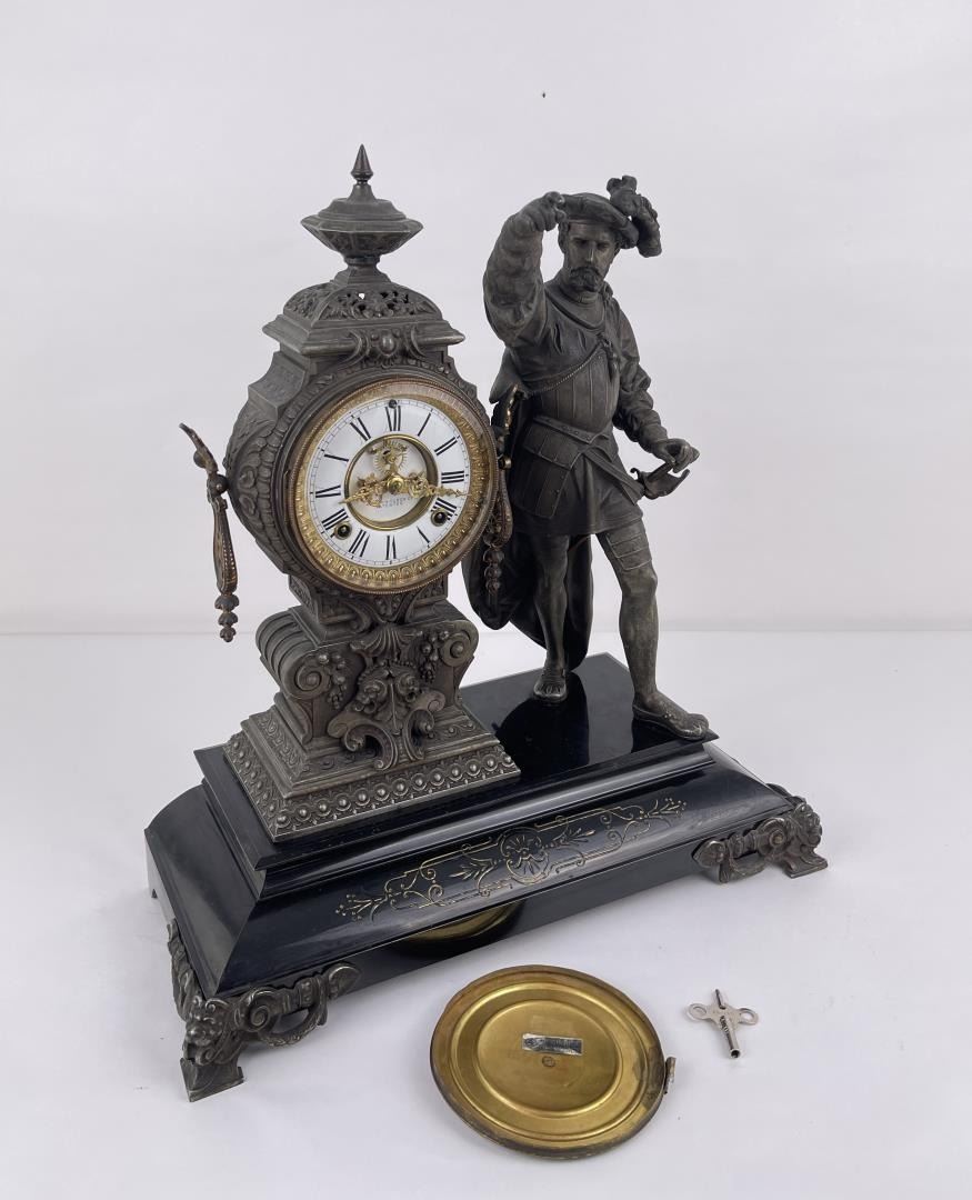 Ansonia Figural Cortez Mantle Clock