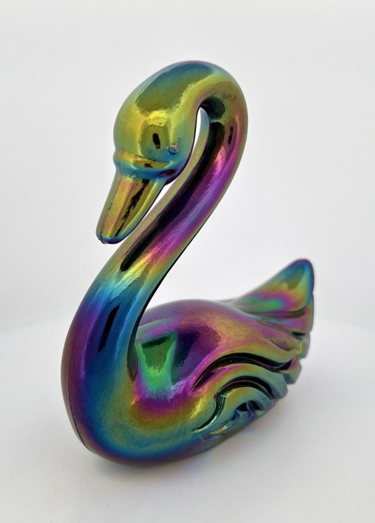 Fenton Carnival Glass Swan Paperweight