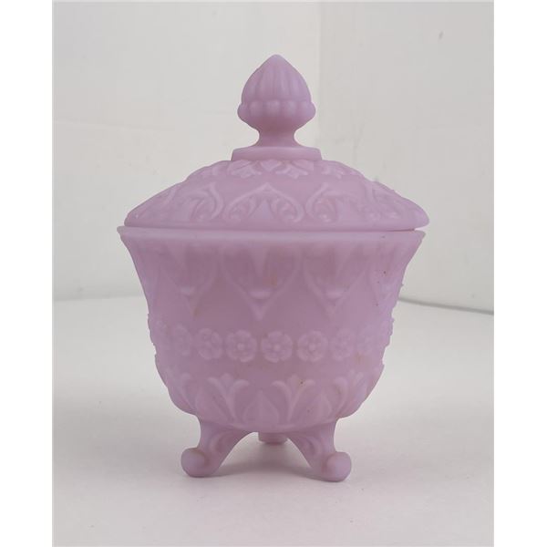 Fenton Glass Satin Baroque Covered Candy Dish