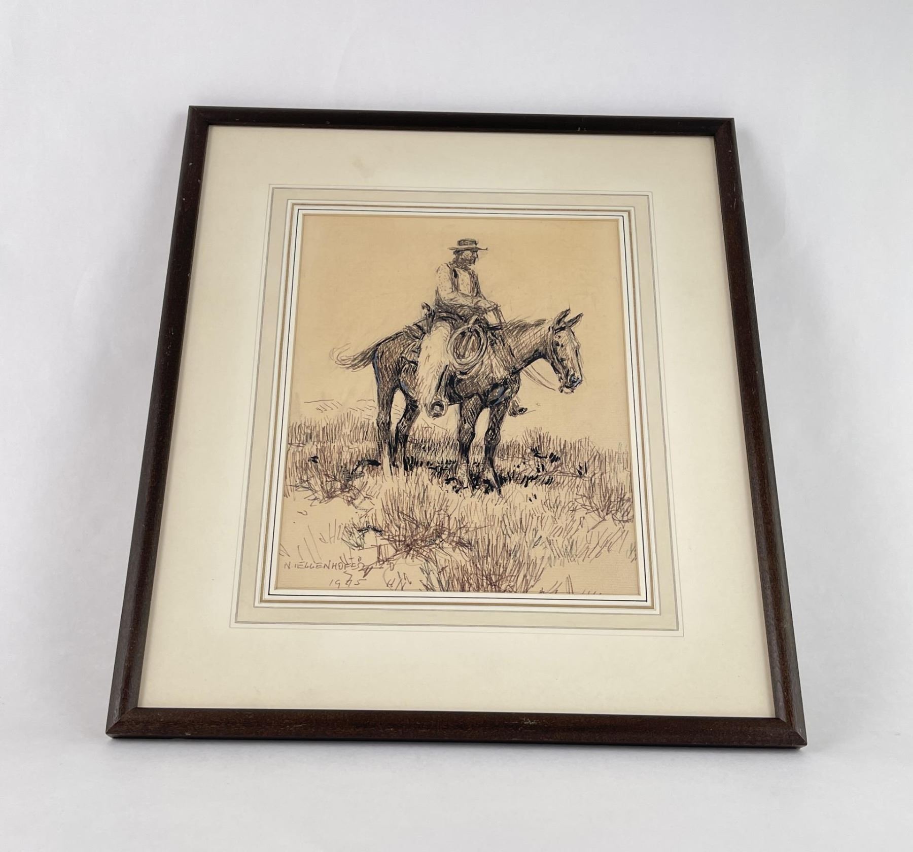 Nick Eggenhofer Cowboy Drybrush on Paper