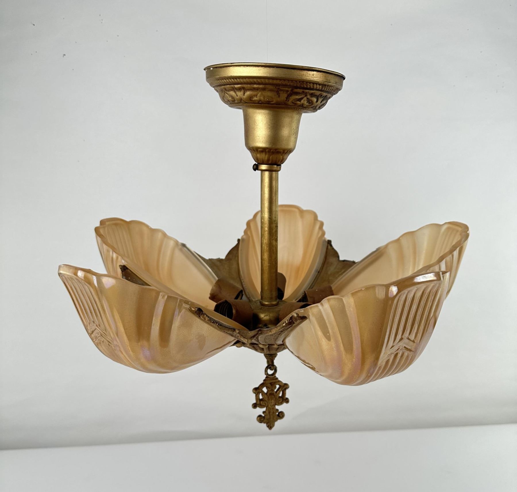 Art Deco Markel Slip Shade Chandelier Lamp