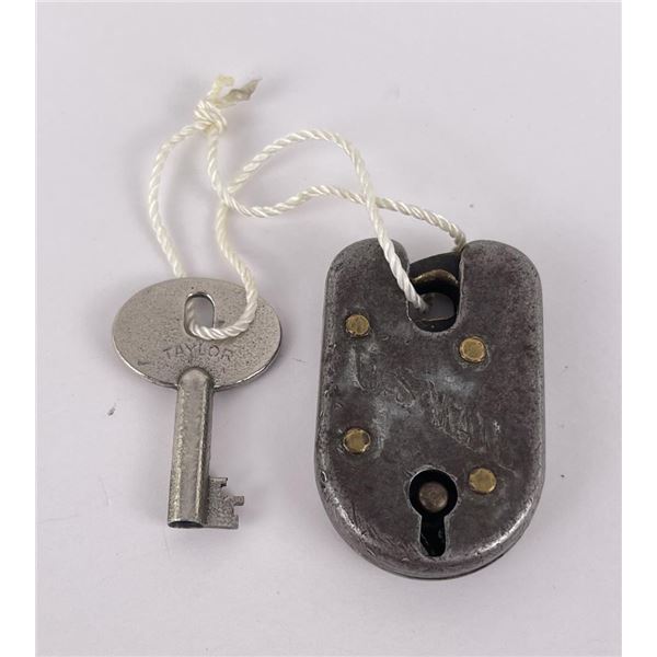Antique US Mail Padlock Lock and Key
